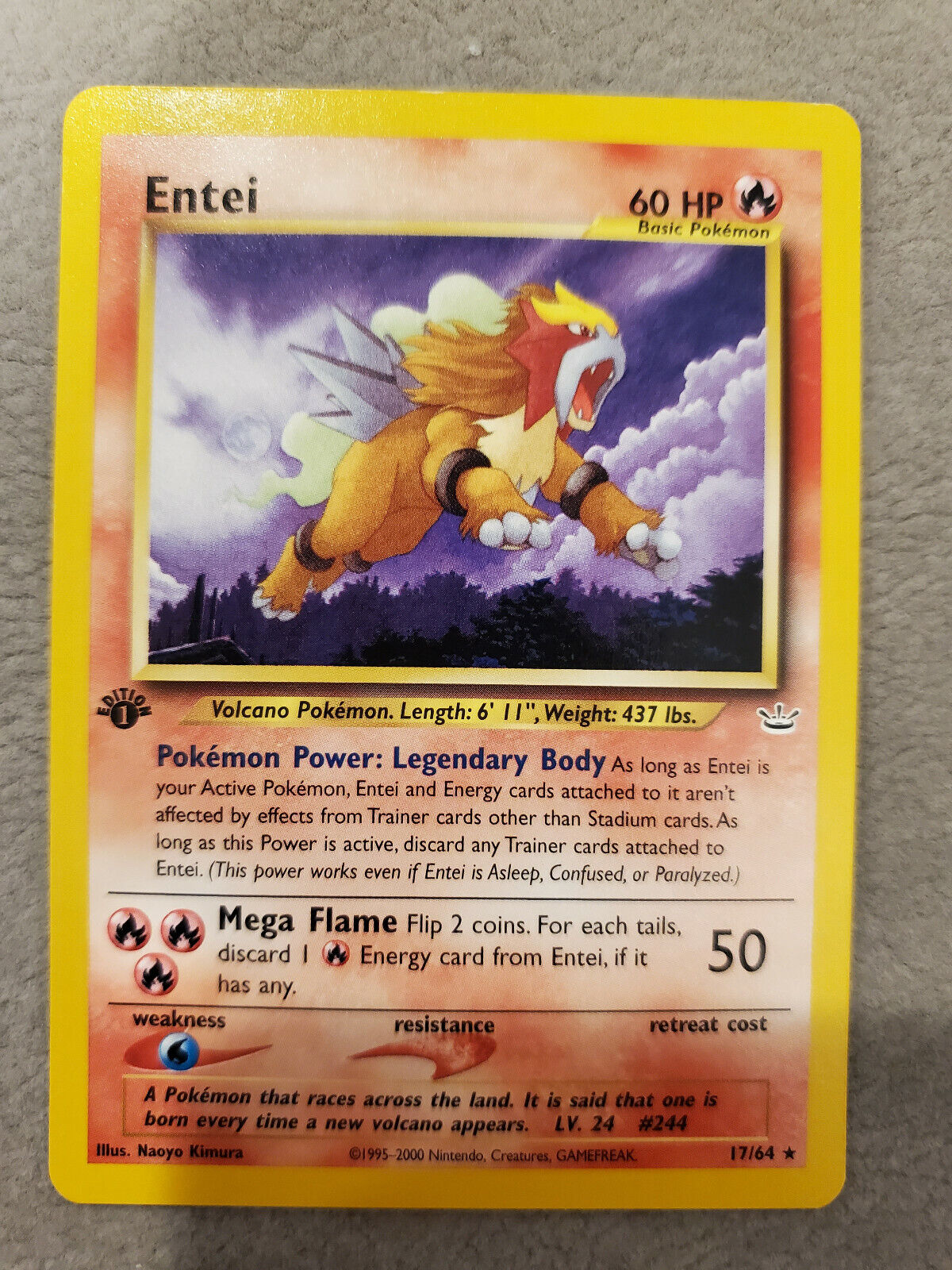 Entei NM 1st Edition 17/64 Neo Revelation Non-Holo Pokemon Entei NM 1st Edition 17/64 Neo Revelation Non-Holo Pokemon
