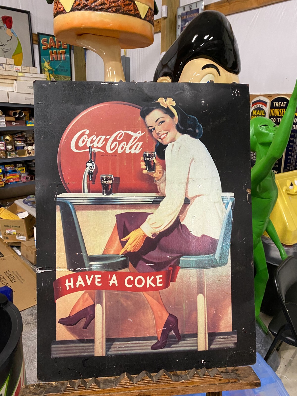 Vintage Metal Coca-Cola Coke Sign Jukebox Girl 29 Vintage Metal Coca-Cola Coke Sign Jukebox Girl 29