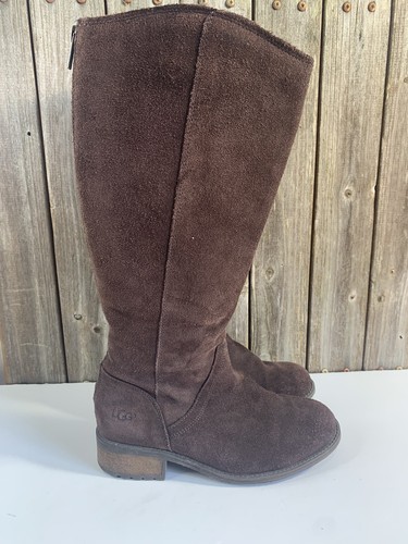 Women s UGG 1005434 Seldon Suede Leather Knee High Boots Brown 6.5 Stout eBay
