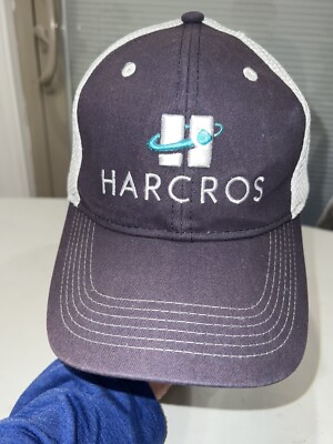 Harcros w Teal Logo Embroidered Dark Gray/White Mesh Trucker Hat Cap ...