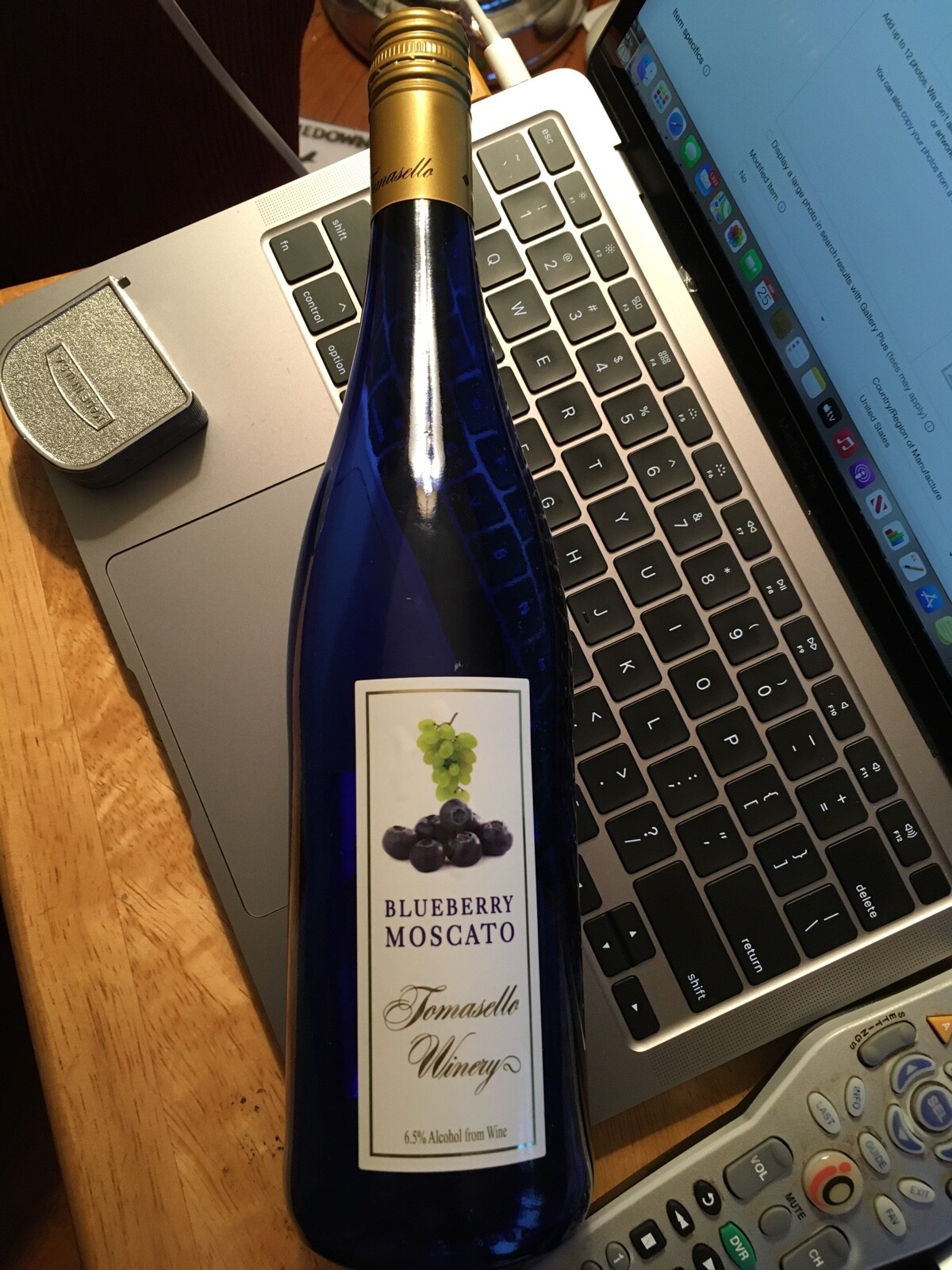 Tomasello Winery Blueberry Moscato Wine Bottle Cobalt Blue Bottle EMPTY eBay