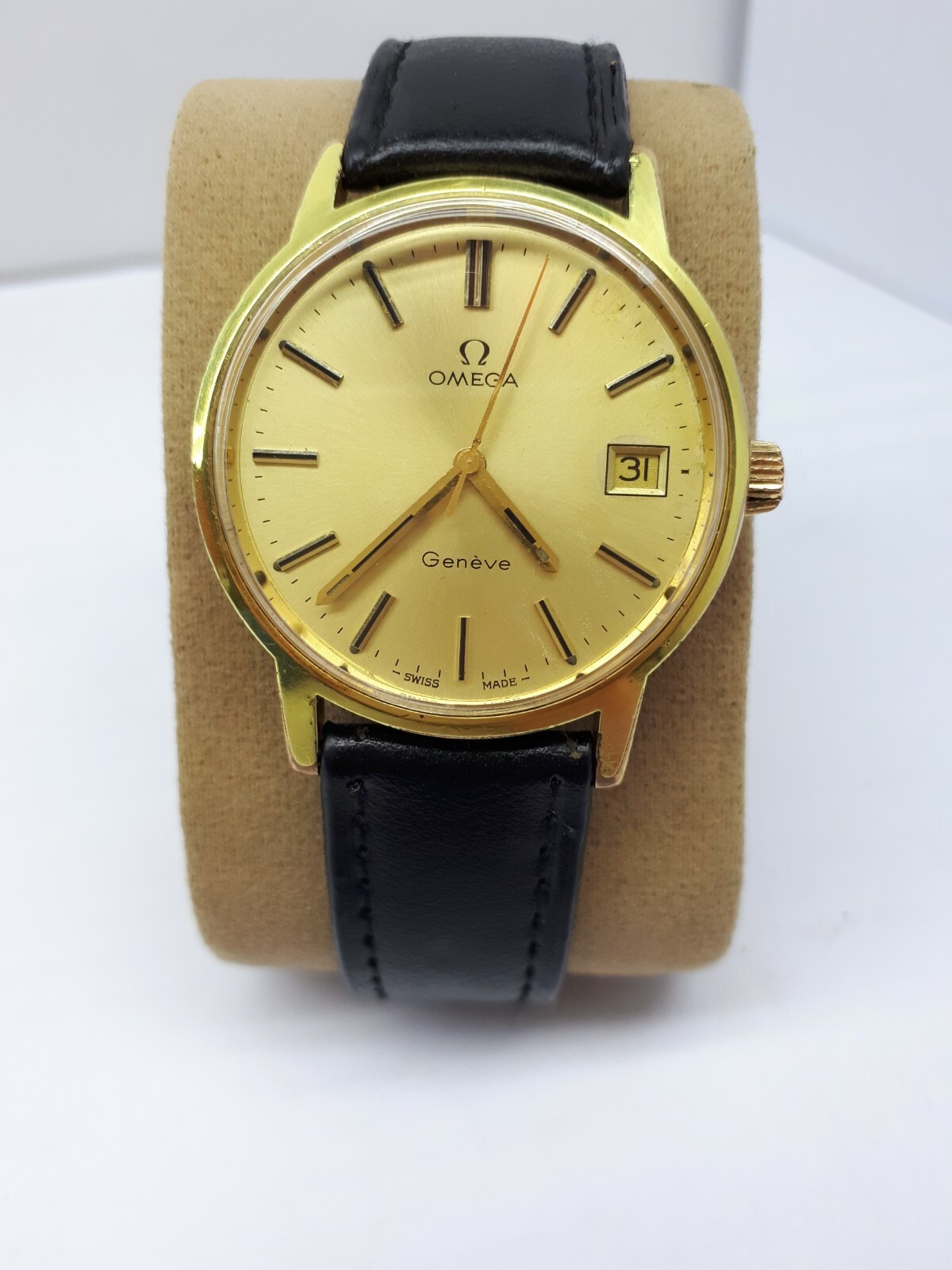 VINTAGE RARE OMEGA GENEVE Ω CAL.1030 GOLD PLATED DATE MEN'S VINTAGE RARE OMEGA GENEVE Ω CAL.1030 GOLD PLATED DATE MEN'S