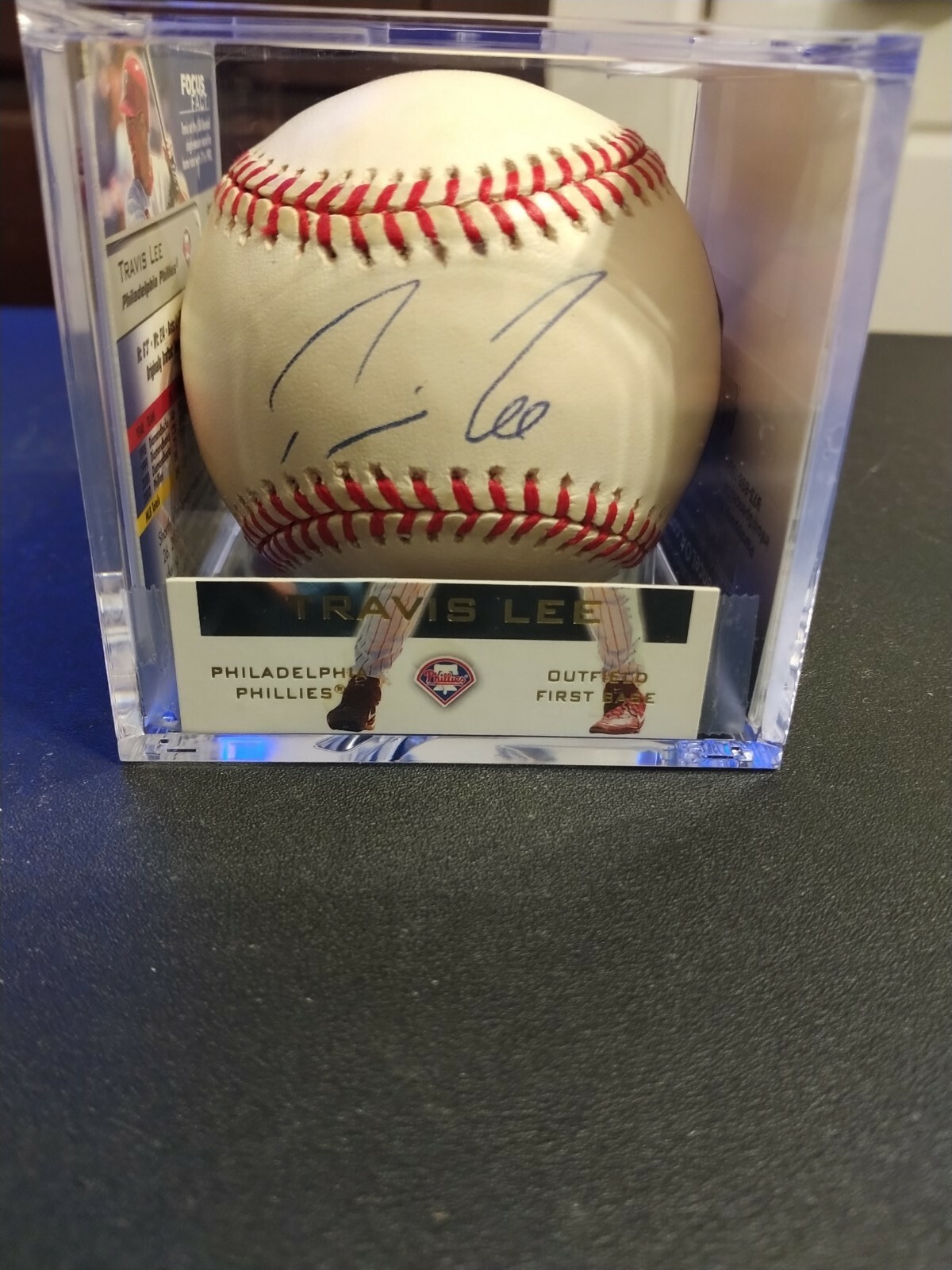 TRAVIS LEE Signed ONL Leonard Coleman Baseball (JSA COA) W/Ball Cube ...