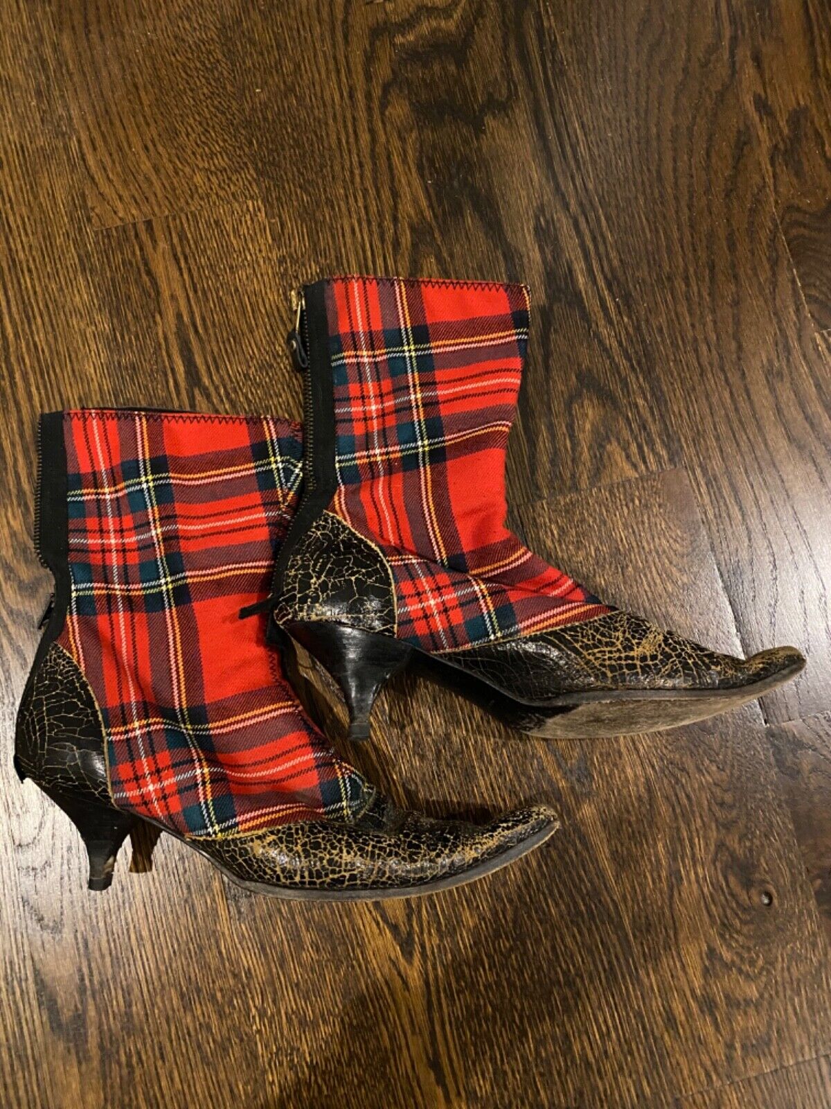 MIU MIU Vintage Kitten Heel Red Tartan plaid boots Y2K WOOL MIU MIU Vintage Kitten Heel Red Tartan plaid boots Y2K WOOL