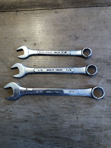 Great Neck 3 pc. Combination Wrench Set 7/16-1/2-9/16 Drop Forged Made ...