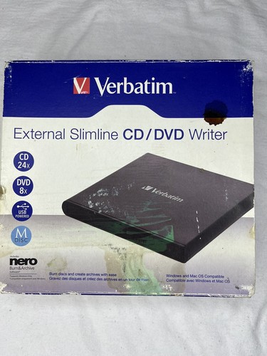Verbatim 98938 External Slimline CD/DVD Writer USB 2.0 - Black *Not Te | Pricetronic