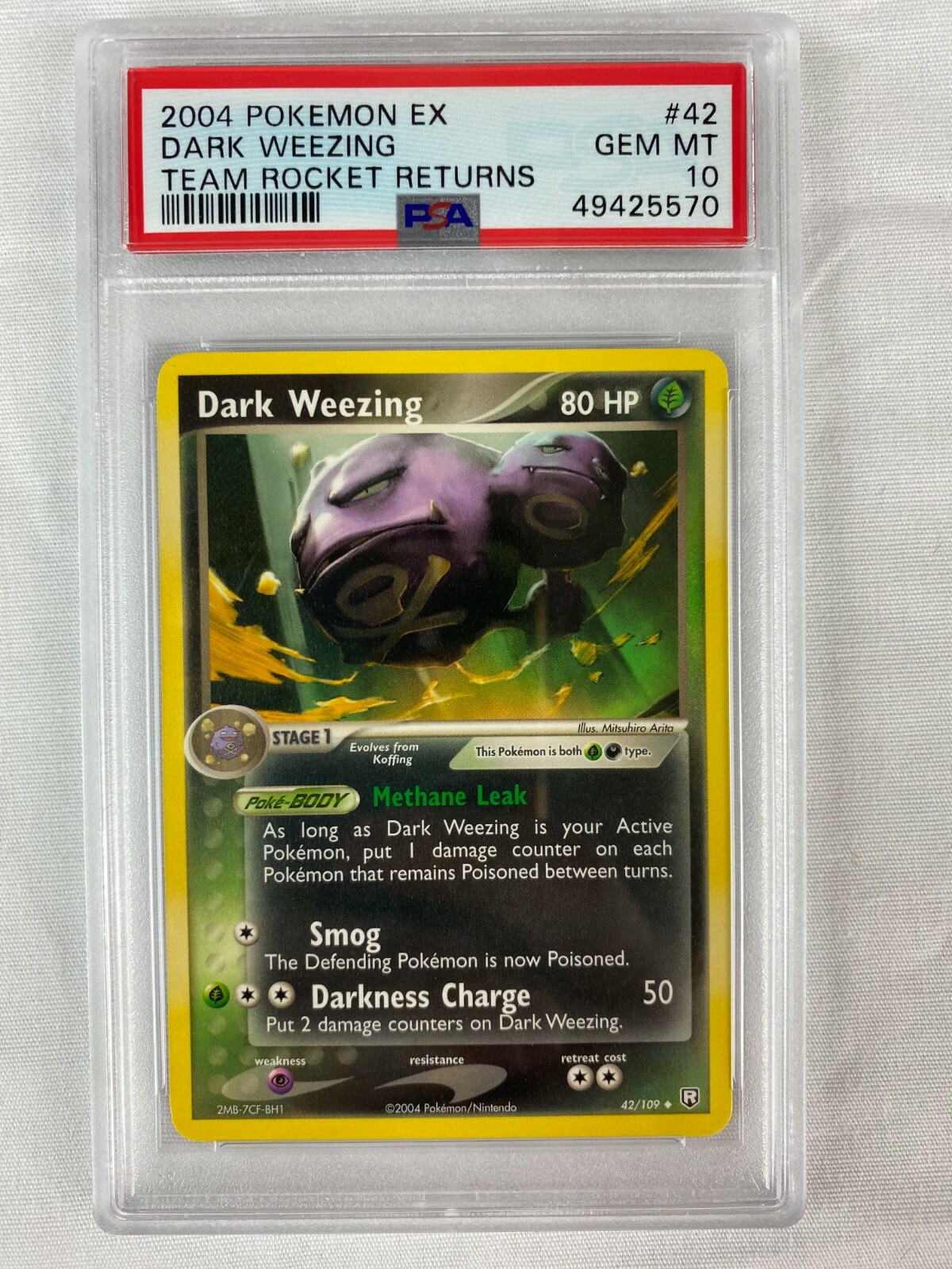 PSA 10 Gem Mint Dark Weezing 2004 EX Team Rocket Returns #42 PSA 10 Gem Mint Dark Weezing 2004 EX Team Rocket Returns #42