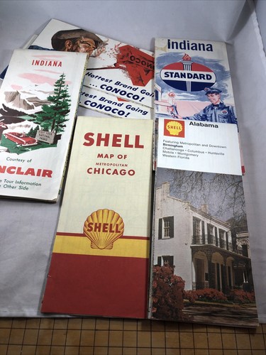 Gas Station Road Maps Shell Standard Conoco Lot Of 6 Chicago 1958 1972 ...