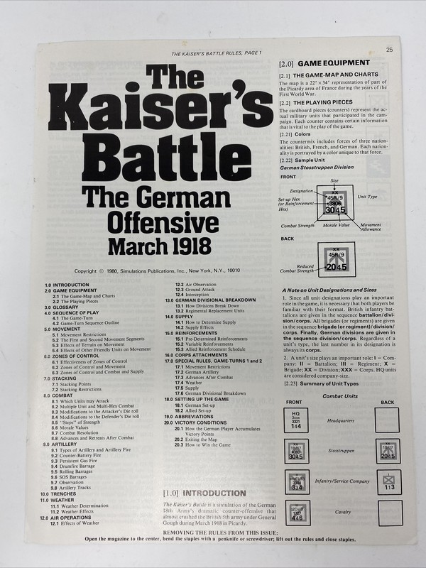 The Kaiser’s Battle: The German Offensive, March 1918 (1980) Board Game ...
