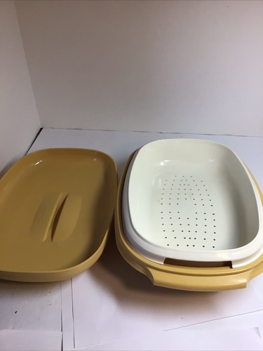 Vintage Tupperware Harvest Gold 1273-6 Microwave Vegetable Rice