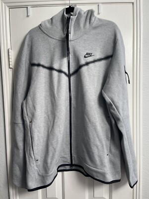 Nike Tech Fleece Hoodie Mens CU4489 063 Dark Grey Black Full Zip Hoody Size XL