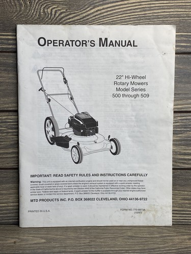Vintage Instruction Manual MTD Lawn Mower Models 500 Through 509 eBay