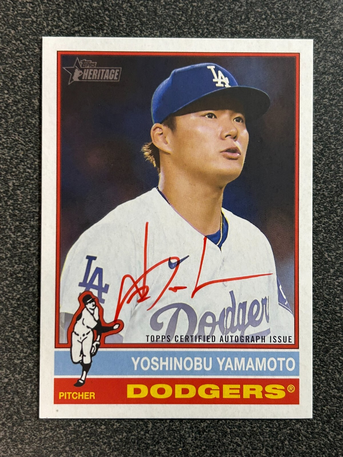 2025 Topps Heritage Yoshinobu Yamamoto Real One Red Ink Auto ROA-YYの ...