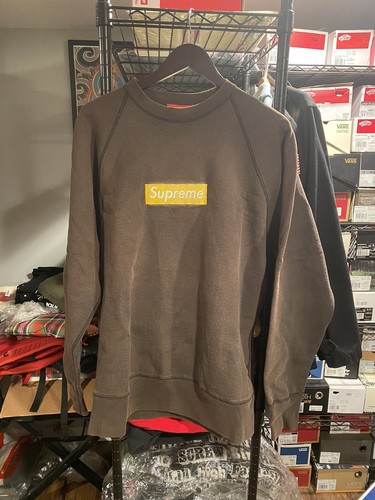 2003 supreme gold on brown box logo crewneck rare vintage 2003 supreme gold on brown box logo crewneck rare vintage