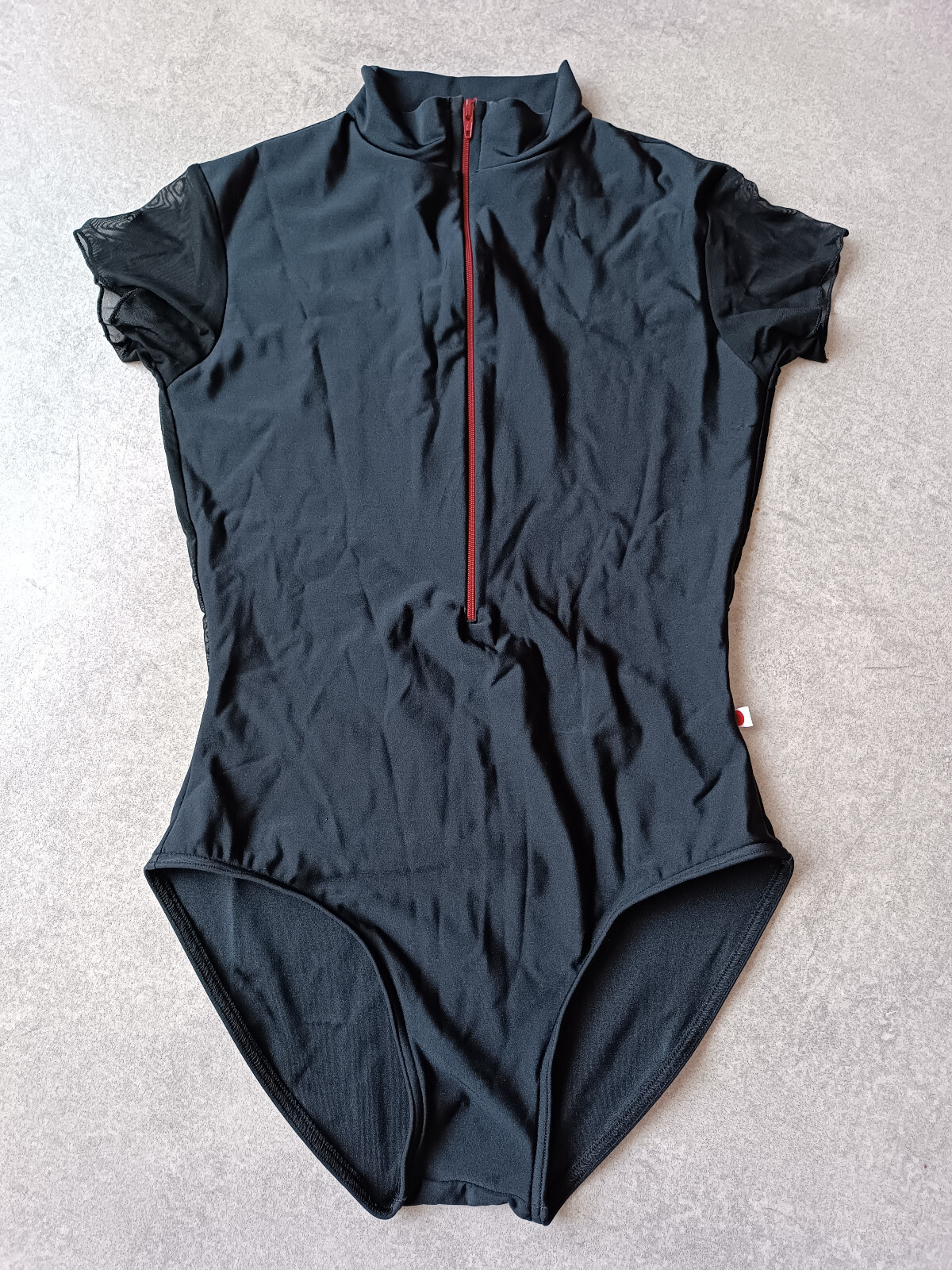 NEW Yumiko leotard Jessica mesh N-Black N-Scarlet zip size L NEW Yumiko leotard Jessica mesh N-Black N-Scarlet zip size L