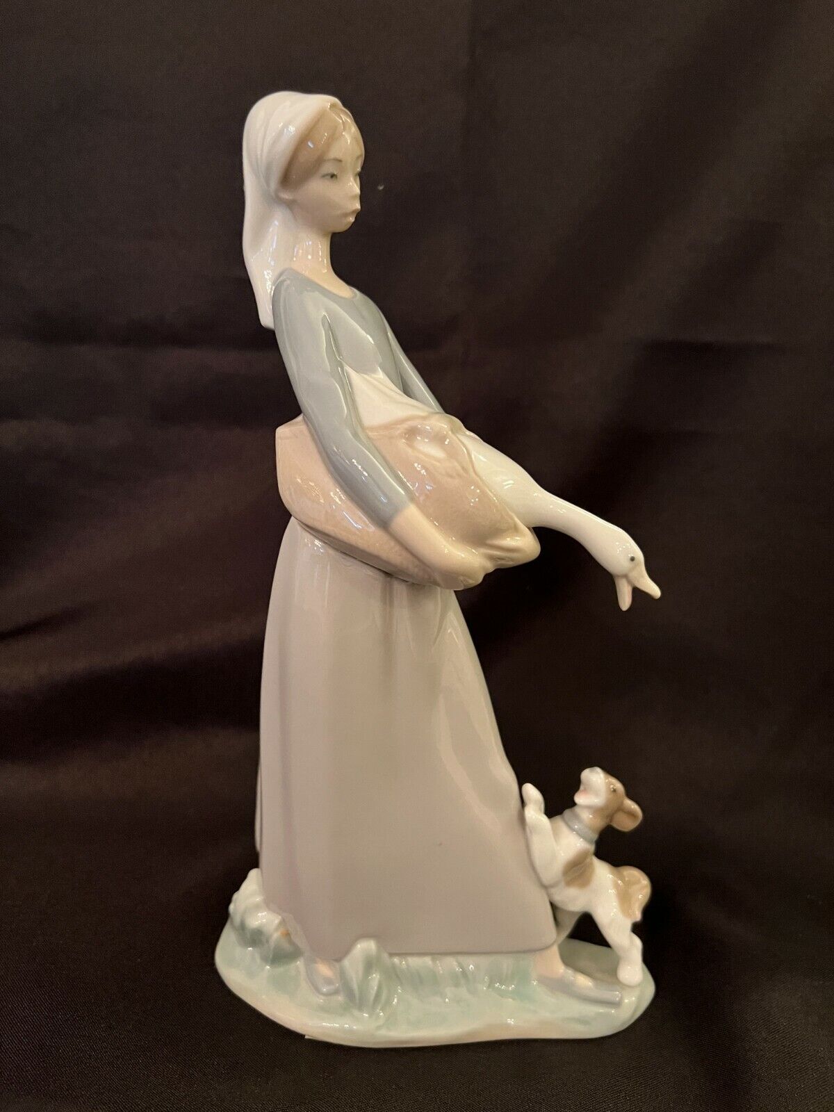 RARE Lladro Figurine #866 Young Girl with Dog Nina con oca y RARE Lladro Figurine #866 Young Girl with Dog Nina con oca y