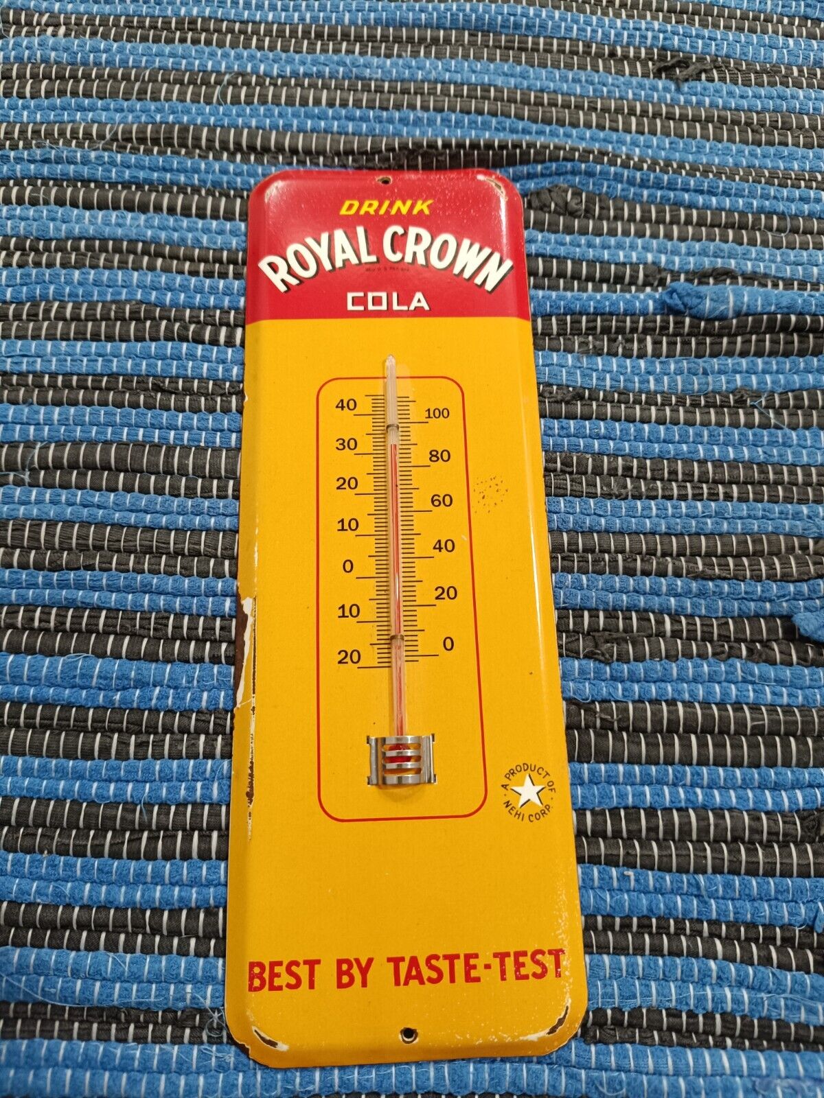 Vintage Glass Thermometer ROYAL CROWN COLA No porcelain 40'S Vintage Glass Thermometer ROYAL CROWN COLA No porcelain 40'S