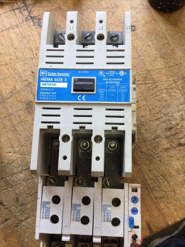 1 Cutler Hammer Nema Size 3 An16kno 90amp/600volt Max Ac, Electric Breaker.