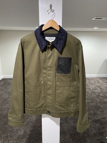 Loewe Leather Logo Green Worker's Jacket Button Up *RARE Loewe Leather Logo Green Worker's Jacket Button Up *RARE