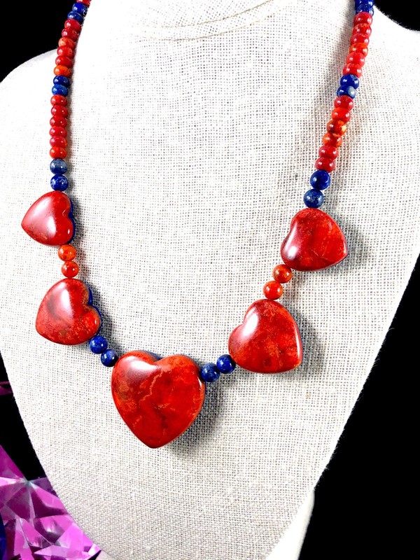 JAY KING DTR 925 STERLING LAPIS LAZULI GINGER CORAL REVERSIBLE HEART ...