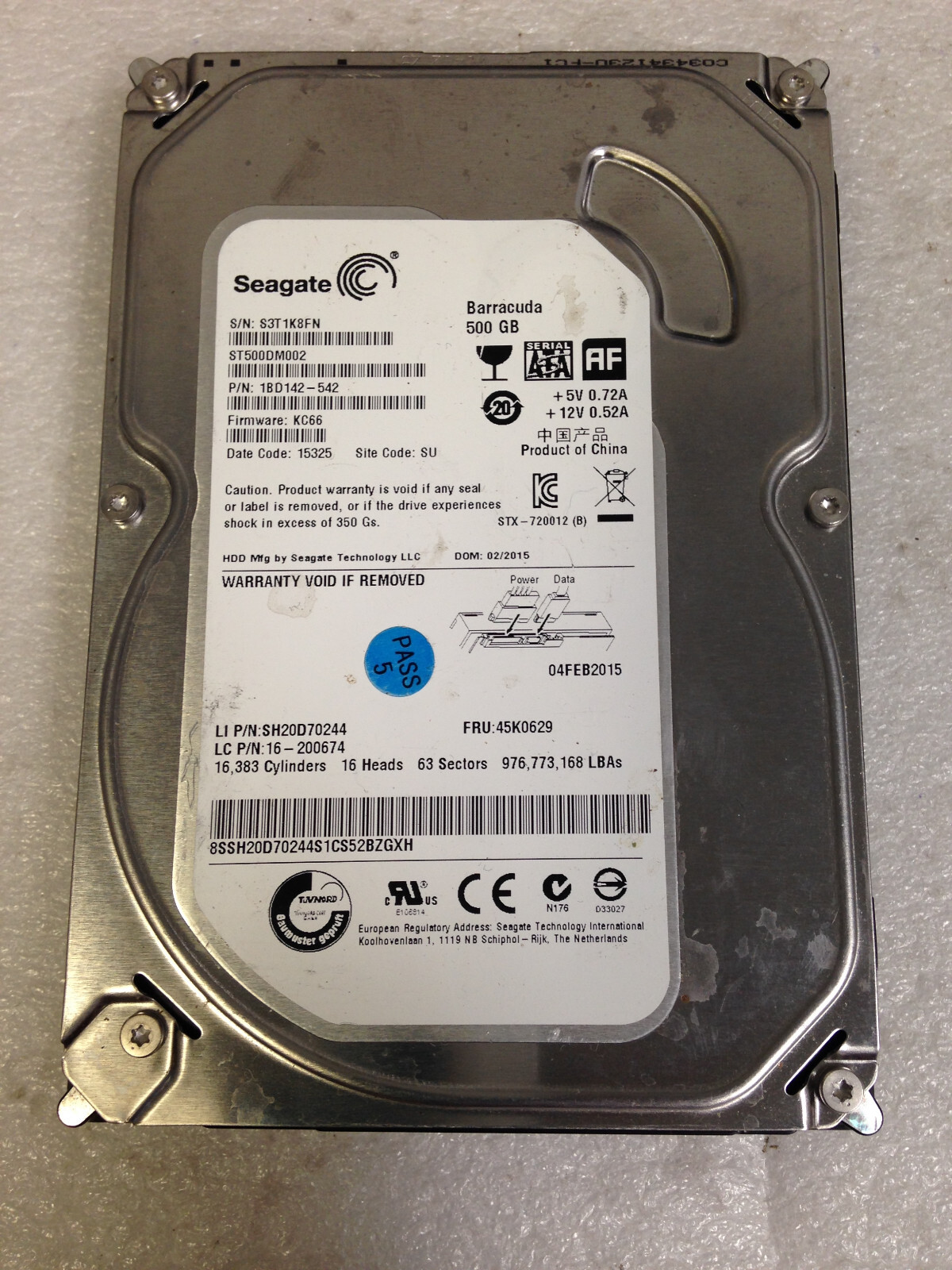 Seagate ST500DM002, 1BD142-542 SATA 500GB Desktop Hard Drive Seagate ST500DM002, 1BD142-542 SATA 500GB Desktop Hard Drive