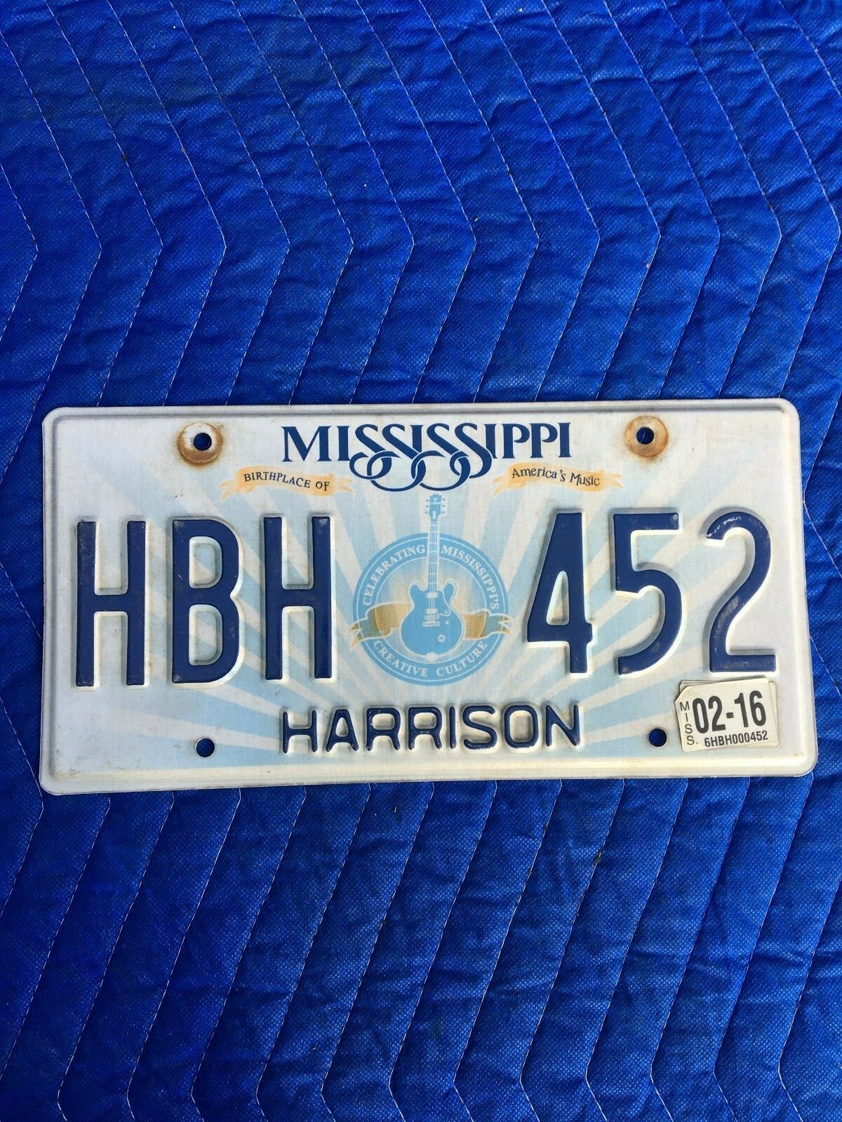 MISSISSIPPI LICENSE PLATE HBH 452 HARRISON BLUE & WHITEのeBay公認海外通販｜セカイモン