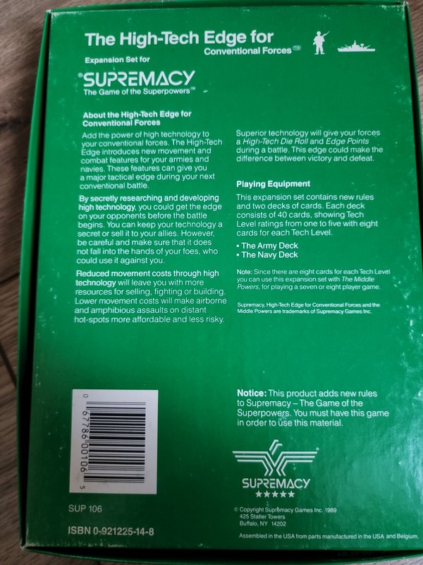 Supremacy: High-Tech Edge for Conventional Forces (1989) Board Game ...