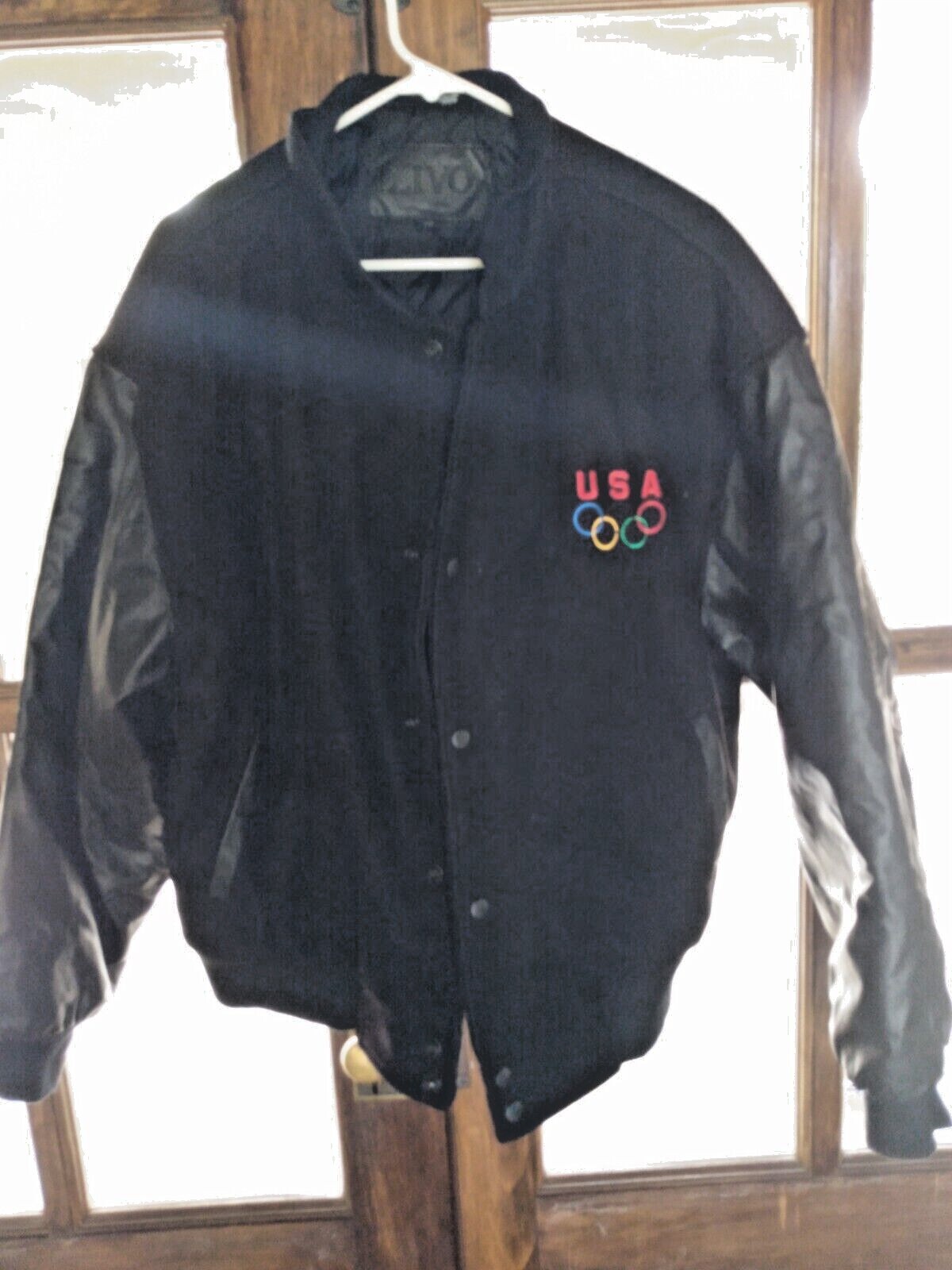 Vintage USA Olympic Rings Leather Wool Zivo Black Bomber Vintage USA Olympic Rings Leather Wool Zivo Black Bomber