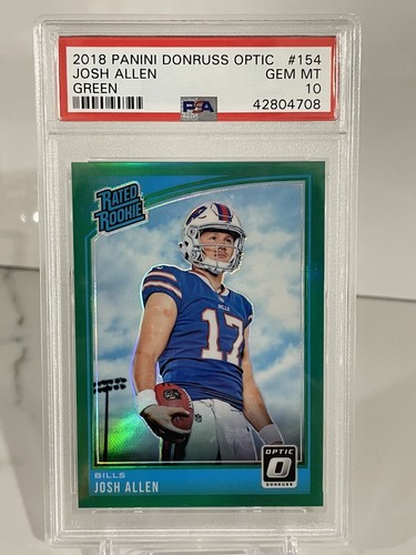 2018 JOSH ALLEN OPTIC GREEN /5 PSA 10 POP 1 #154 RC RATED 2018 JOSH ALLEN OPTIC GREEN /5 PSA 10 POP 1 #154 RC RATED