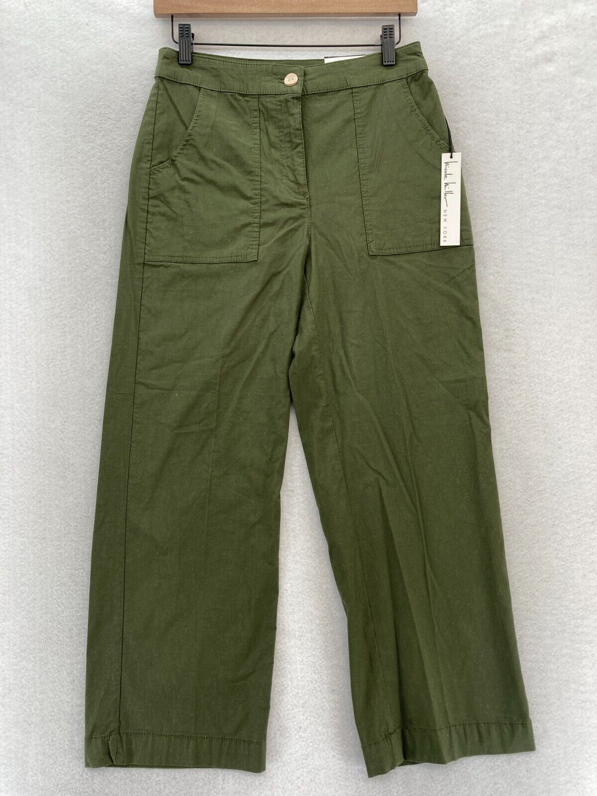 Nicole Miller Pants Women's 2 Straight Crop Green Linen Nicole Miller Pants Women's 2 Straight Crop Green Linen