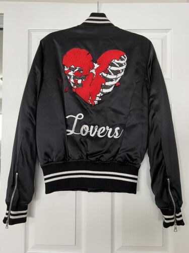 AUTHENTIC AMIRI Lovers Embroidered Satin Bomber Jacket AUTHENTIC AMIRI Lovers Embroidered Satin Bomber Jacket
