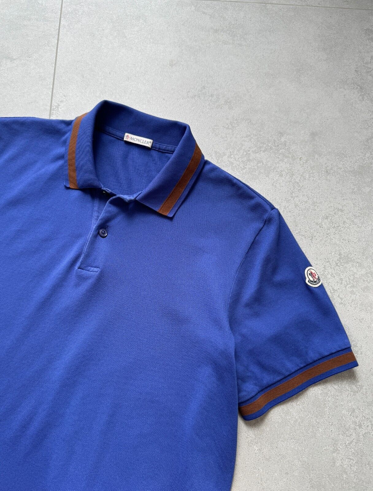 Men's MONCLER Maglia Polo Manica Corta T-Shirt Blue Size Tag Men's MONCLER Maglia Polo Manica Corta T-Shirt Blue Size Tag