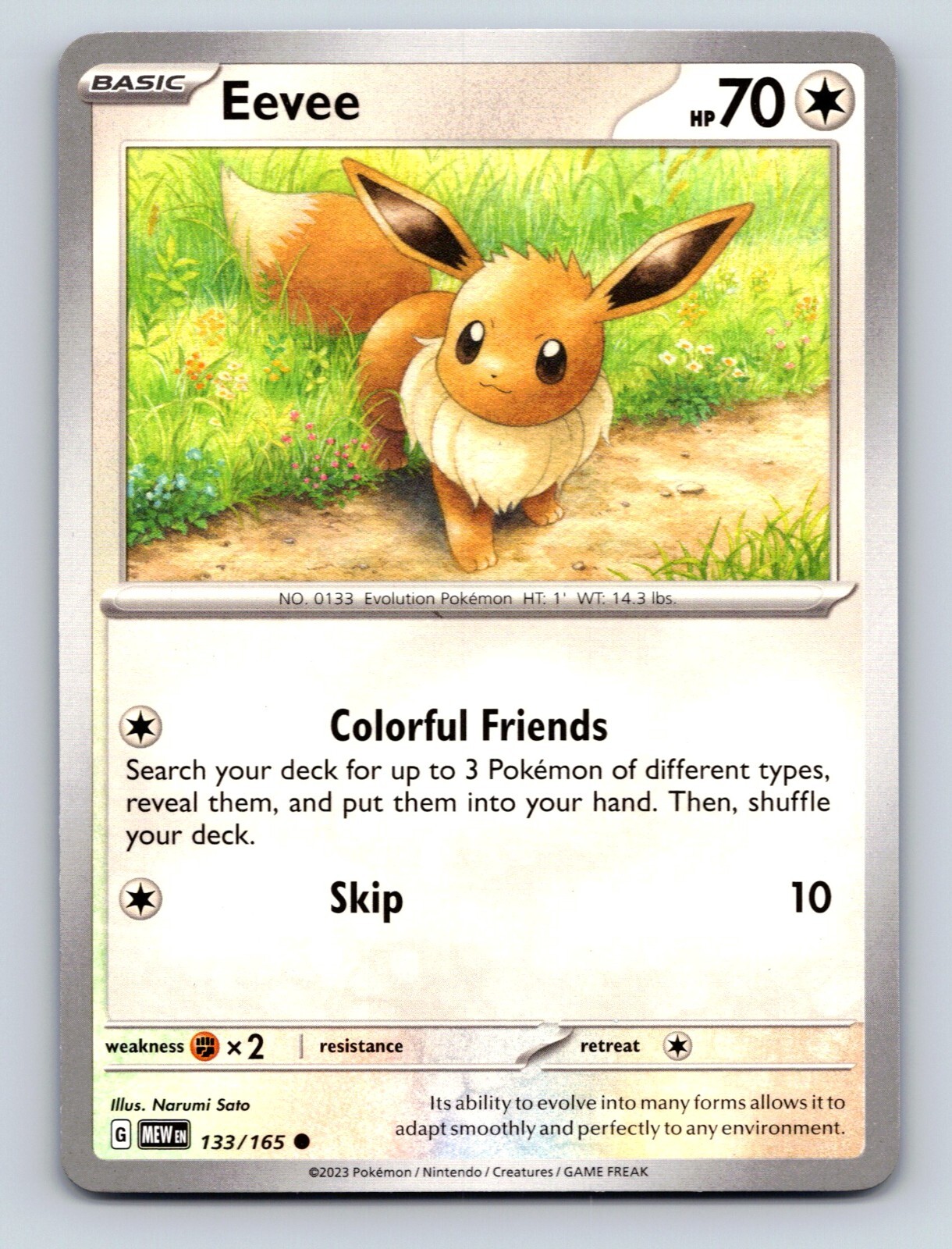 Eevee HP 70 Colorful Friends Attack Rarity Colorless Pokémon Eevee HP 70 Colorful Friends Attack Rarity Colorless Pokémon