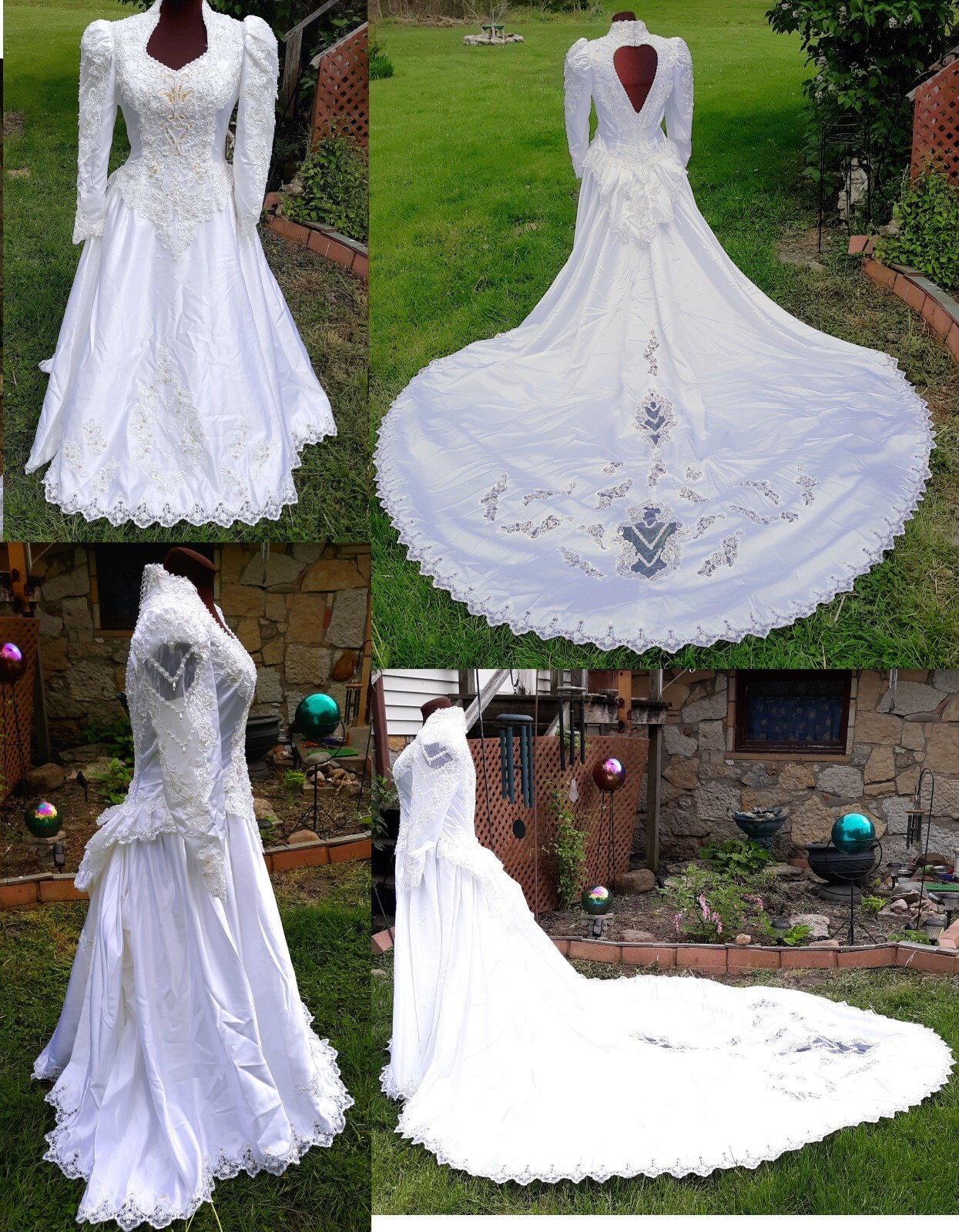 Vintage Alfred Angelo Wedding Dress Cathedral Train Bust 36 Vintage Alfred Angelo Wedding Dress Cathedral Train Bust 36