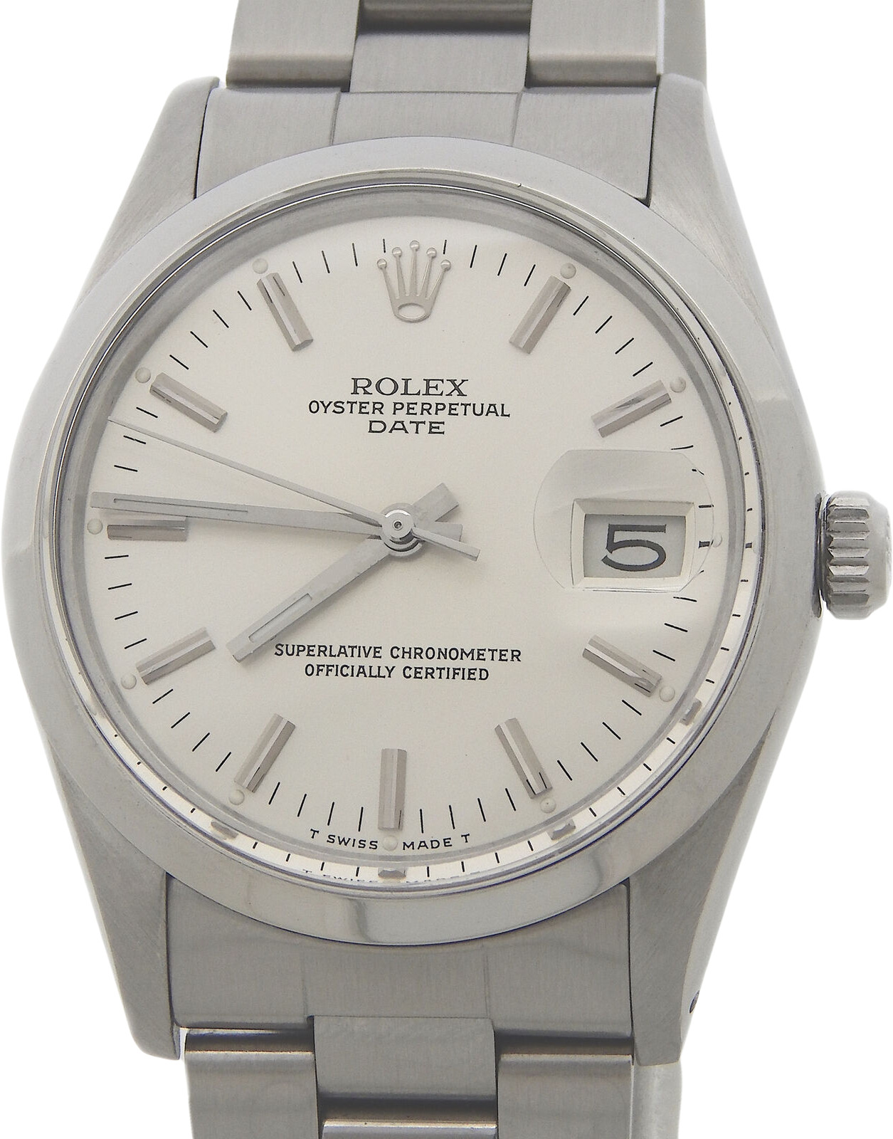 Rolex Date 15000 Silver Oyster Bracelet with Silver Bezel for sale ...