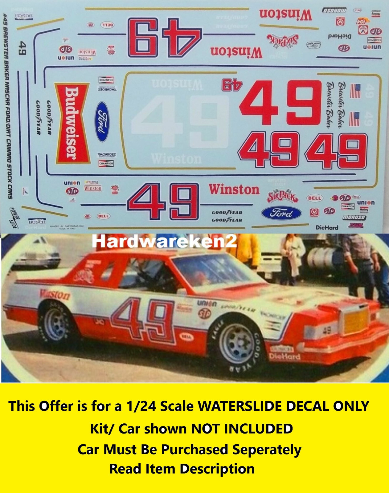 NASCAR DECAL #49 BUDWEISER WINSTON SIX-PACK 1981-82 NASCAR DECAL #49 BUDWEISER WINSTON SIX-PACK 1981-82