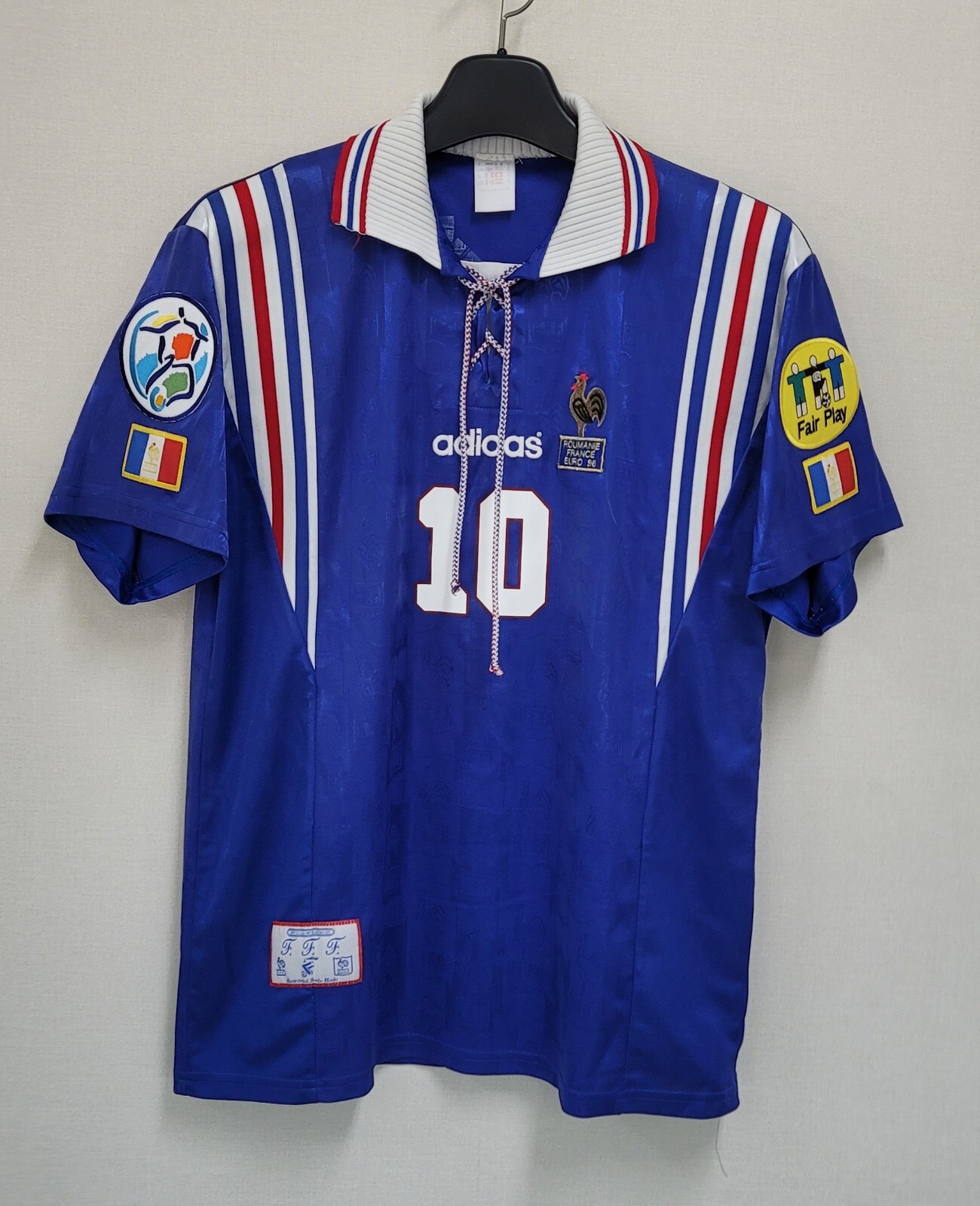 1996 France Home S/S No.10 ZIDANE EURO 96 Patch vs Romania 1996 France Home S/S No.10 ZIDANE EURO 96 Patch vs Romania