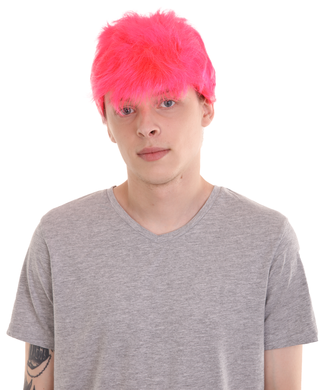 Men Fancy Neon Pink Short Wig Spiky Hair Halloween Cosplay Party Costume HM 390 eBay