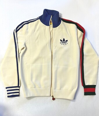GUCCI ADIDAS VISCOSE TREFOIL WEB Stripe Zip Up Track Sport GUCCI ADIDAS VISCOSE TREFOIL WEB Stripe Zip Up Track Sport