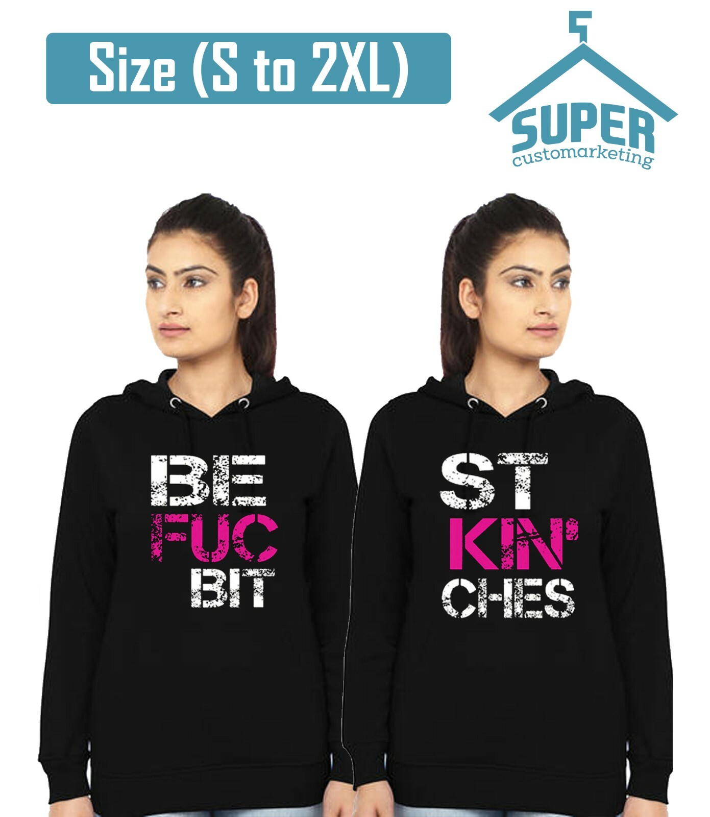 BEST BITCHES Couple Hoodies BFB BFF Sweatshirt Hoodie Best BEST BITCHES Couple Hoodies BFB BFF Sweatshirt Hoodie Best