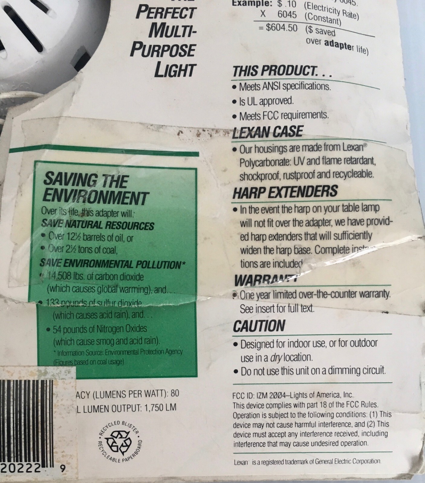 22 Watt = | 2 Loa Circline Compact Fluorescent Adapters + Bulbs