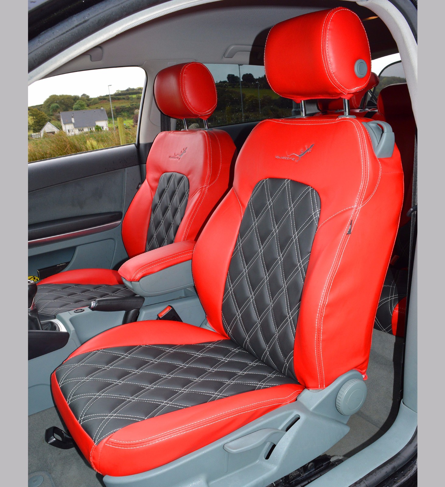 AUDI A3 S Line Quattro Diamond Tailored Car Seat Covers Red Charcoal