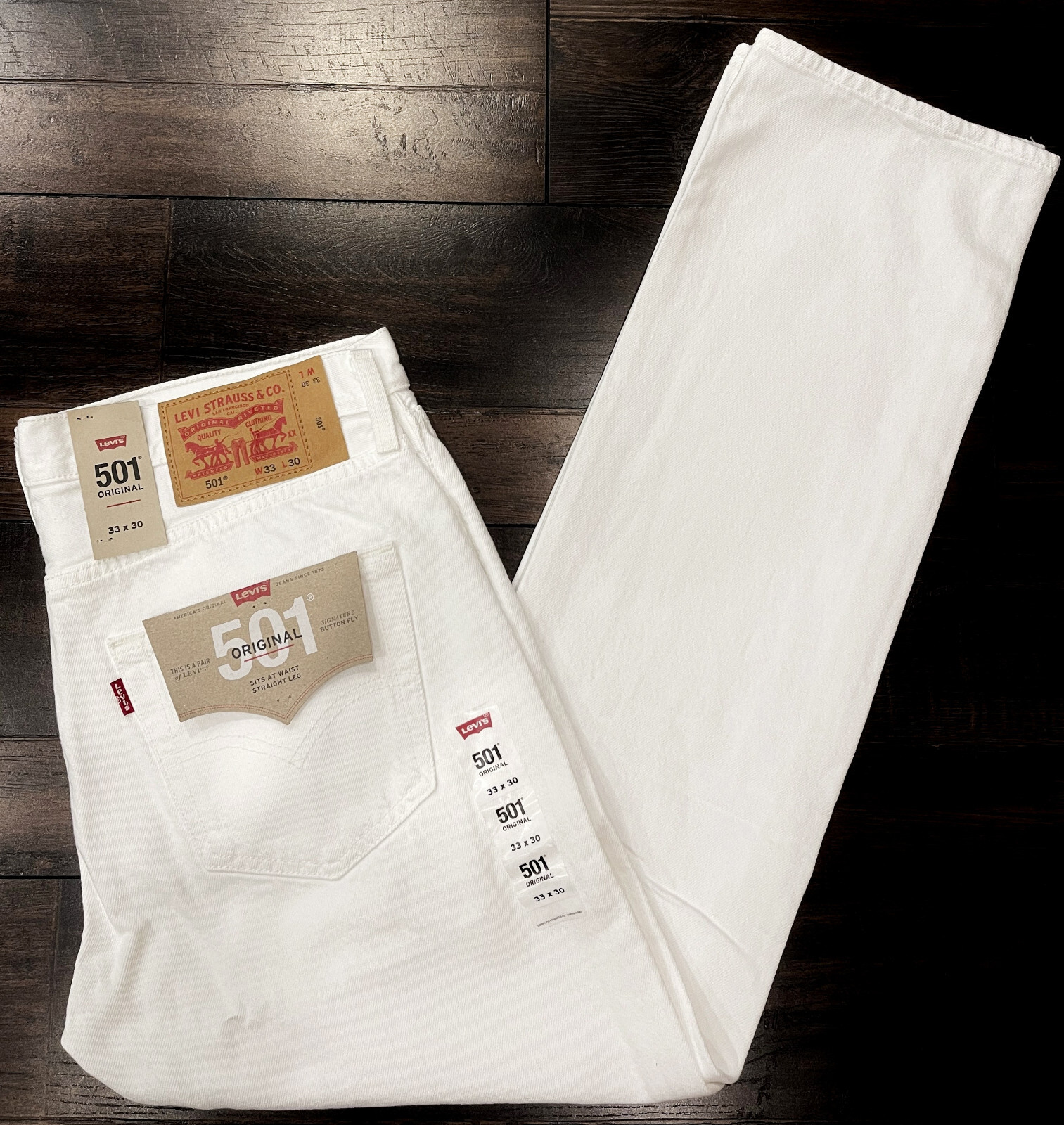 Levi's 501 Original Fit Mens Jeans 33X30 White W33L30 Levis Levi's 501 Original Fit Mens Jeans 33X30 White W33L30 Levis