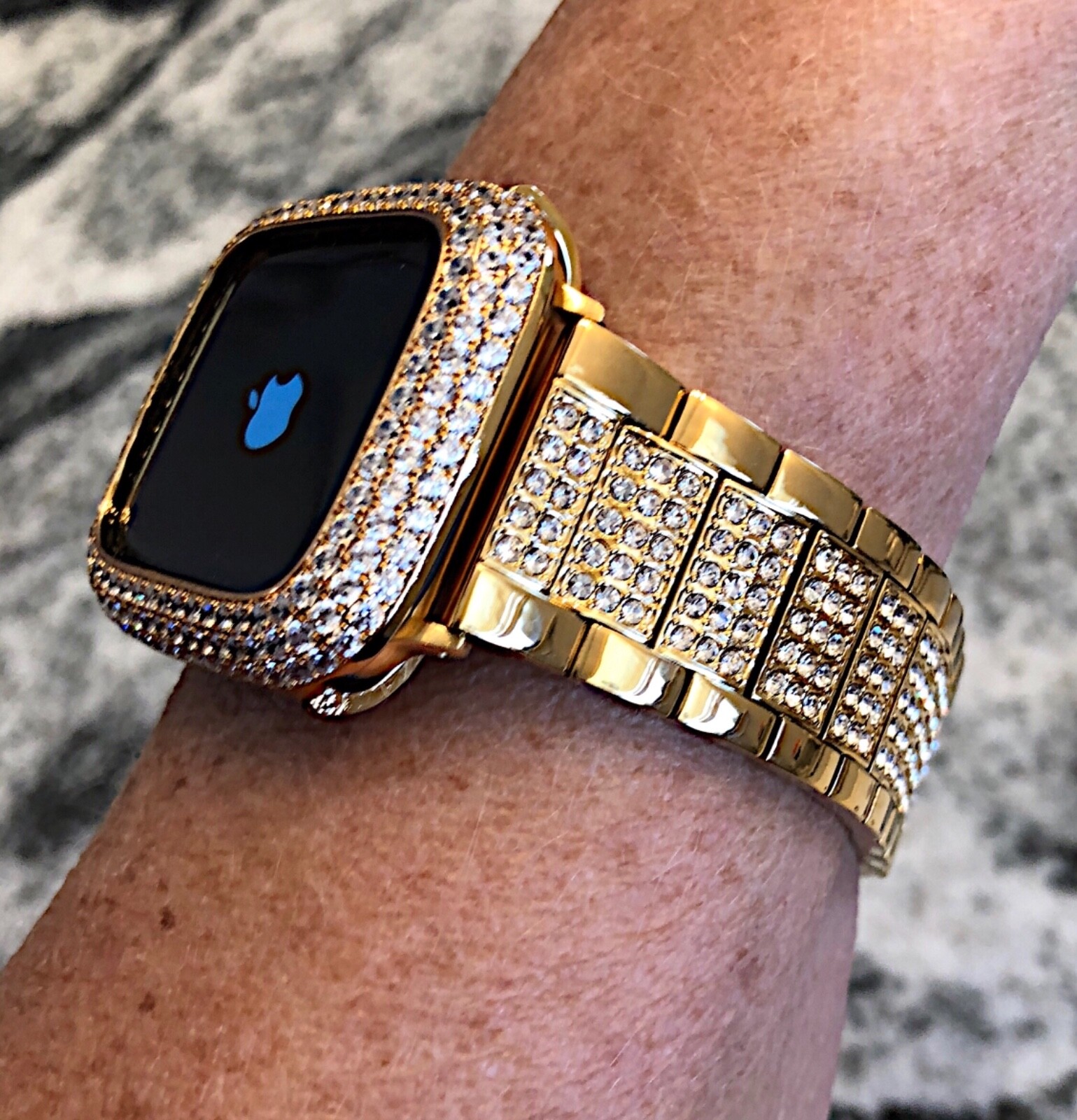 45mm Yellow Gold Lab Diamond Apple Watch case + Crystal 45mm Yellow Gold Lab Diamond Apple Watch case + Crystal