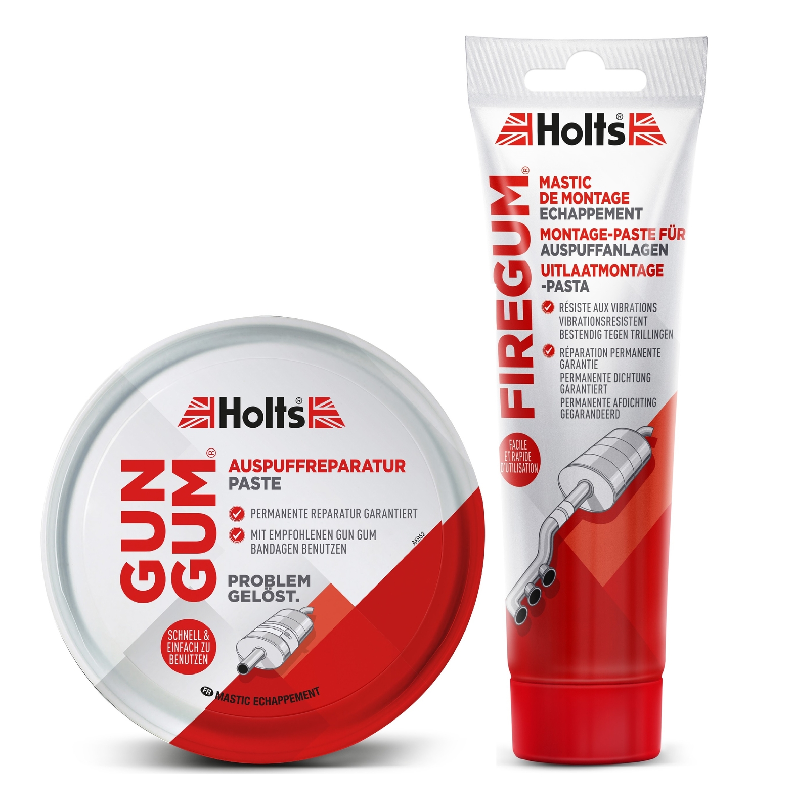 Holts Firegum Gun Gum Set Auspuff-Montagepaste 150g + Reparatur-Paste ...