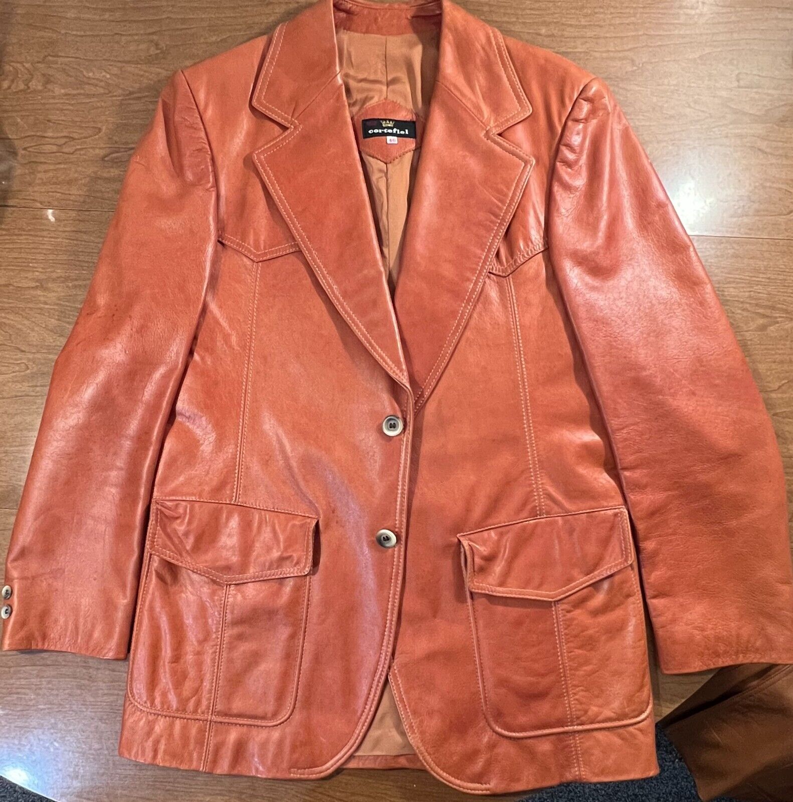 Vintage 70's Cortefiel Leather Jacket Mens Size 40 Made in Vintage 70's Cortefiel Leather Jacket Mens Size 40 Made in
