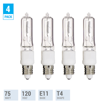 4 PACK Q75CL MC Halogen Clear Bulb 75W 120V JD T4 Dimmable Mini Candelabra E11のeBay公認海外通販｜セカイモン