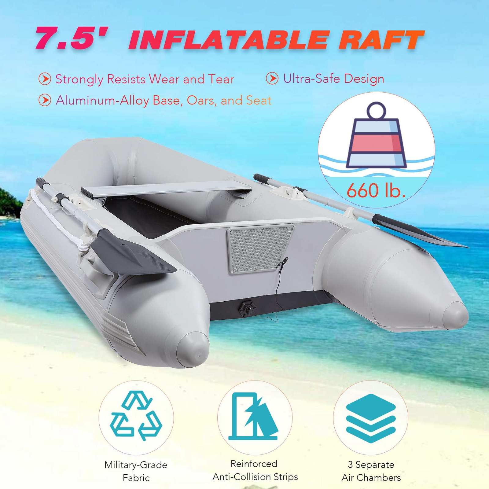 10ft Inflatable Boat w/pump Raft Fishing Dinghy Tender Pontoon Rescue ...