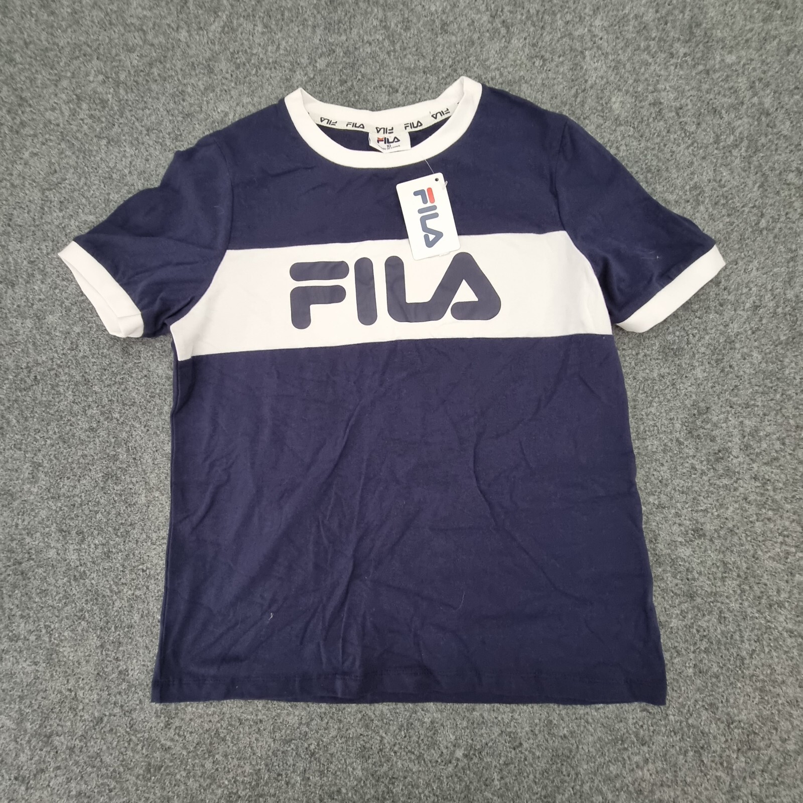 Fila Shirt kids 10 blue short sleeve casual T shirt Cotton modern sports Size 10