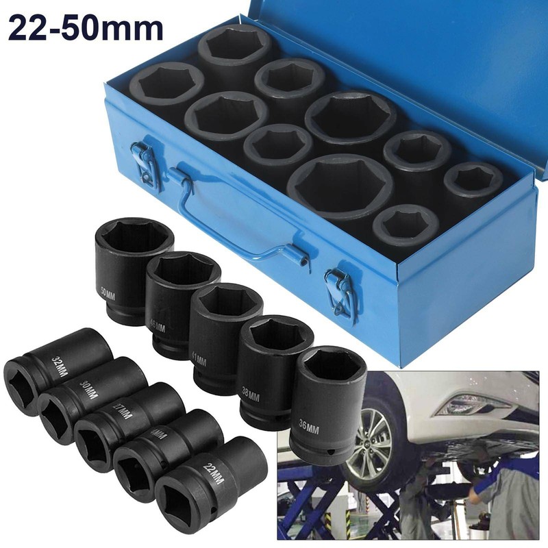 10pc 1" Deep Impact Sockets Set Long Reach Sockets Wheel Wrench Nut ...